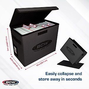 BCW Comic Book Storage Box - 1 ct | Foldable Comic Book Case | Each fits 125-150 Sleeved and Boarded Comic Books | Comic Book Storage For Silver, Bronze, and Current Comics (Single, Gray)