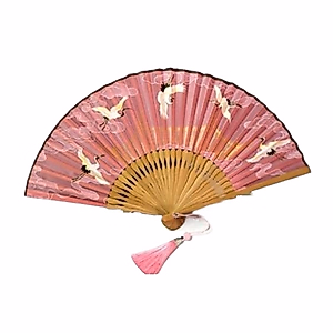 Chinese Fan Hand Fan Folding Fan Folding Fan Hanfu Portable Fan Crane Fan National Style Folding Fan Ladies Photography Fan Japanese Fan (Color : Onecolor, Size : One size)