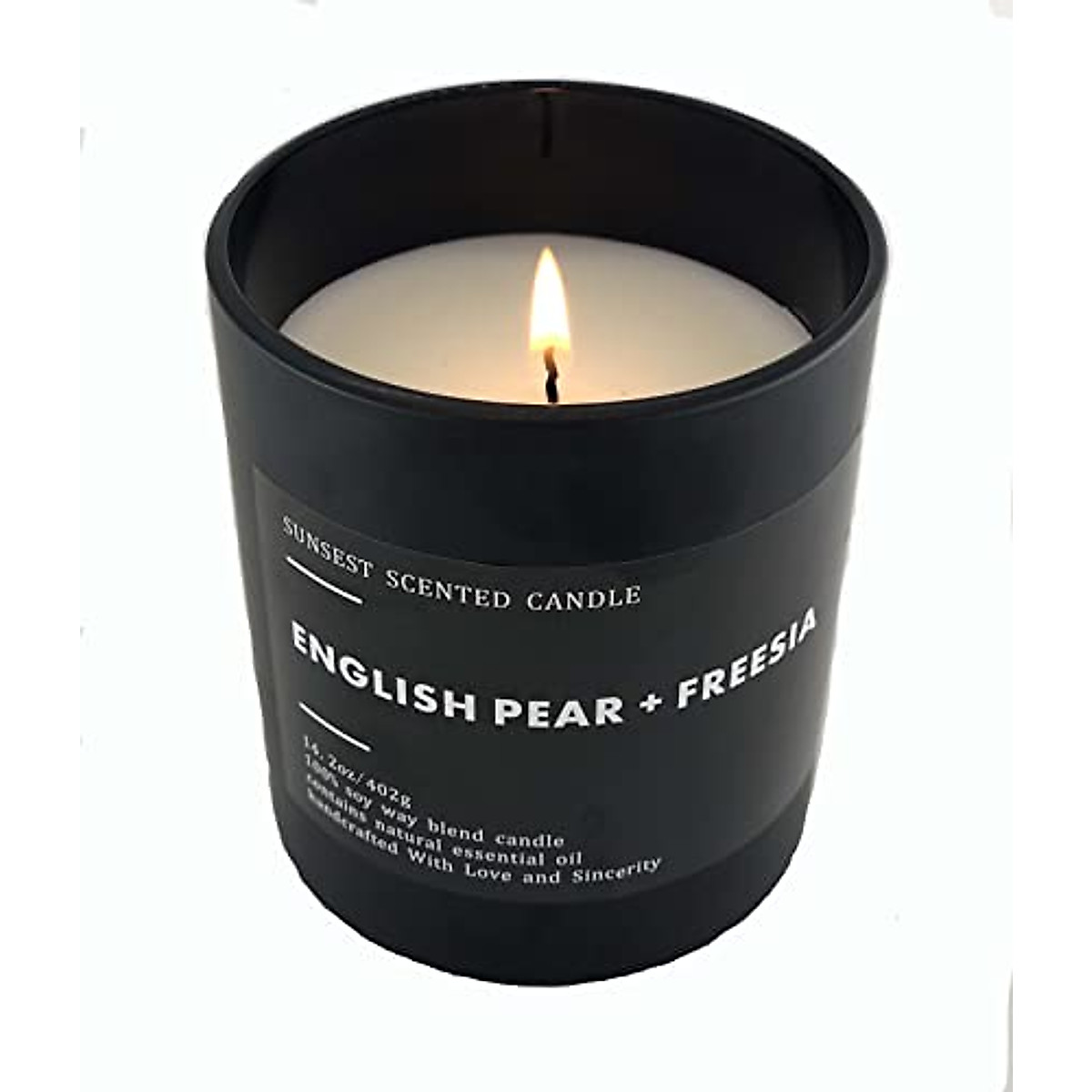 SunSest Scented Candle - English Pear & Freesia - Surprising Gifts -All Natural Soy Wax and 100% Pure Essential