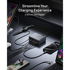 Anker Prime Charger, 200W 6-Port GaN Charging Station, USB-C PD Fast Charging Desktop Charger, Compatible with iPhone, Samsung, MacBook, Dell and More