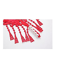 Sekexi Womens Sexy Pearl Tassel G-String Lace Thongs Panties Underwear Low Rise T-Back Underpants (one size, red)