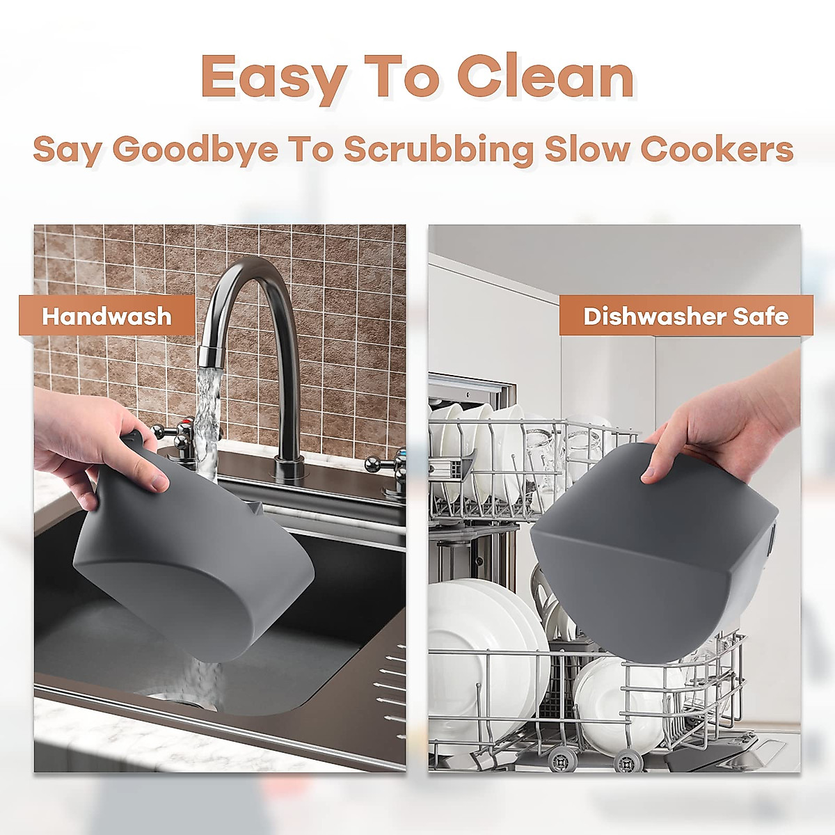 4 In 1 Crock Pot Liners, Onadak Silicone Slow Cooker Liners, Food Grade Silicone Crock Pot Liners Reusable For 6-8QT, Slow Cooker Divider BPA Free, Leak Proof, Dishwasher Safe, Replaces Disposable