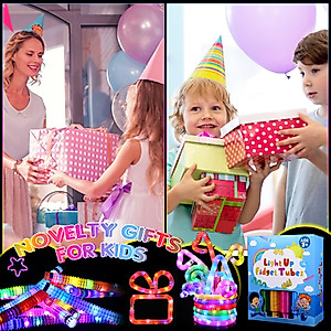 24 Pack Glow Sticks Bulk Party Favors for Kids Christmas Gifts Stocking Goodie Bags Stuffers Christmas Decorations Light Up Pop Tubes Glow Bracelets Necklaces New Years Glow in the Dark Party Supplies