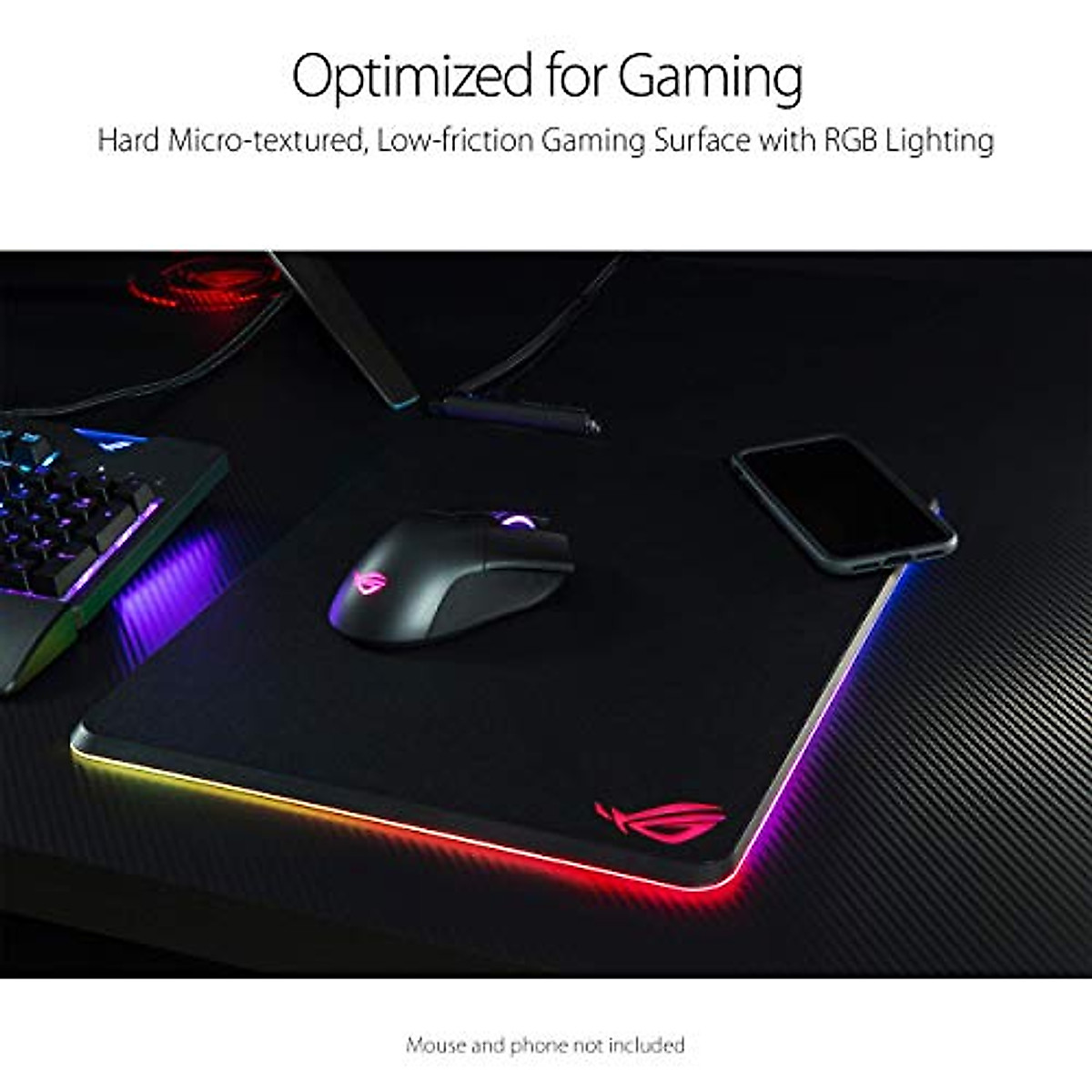 ASUS ROG Balteus Qi Vertical Gaming Mouse Pad with Wireless Qi Charging Zone, Hard Micro-Textured Gaming Surface, USB Pass-Through, Aura Sync RGB Lighting and Non-Slip Base (12.6” X 14.6”)