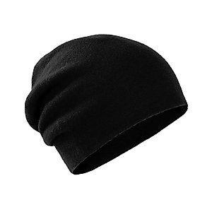 Villand 100% Cashmere Beanie for Women and Men with Gift Box, Oversized Soft Knitted Hat, Double-Layered Cashmere Ski Cap (Black)