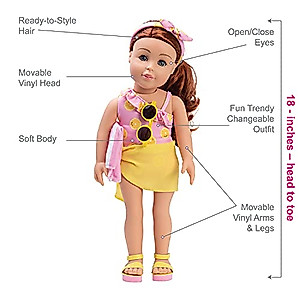 ADORA Amazon Exclusive Amazing Girls Collection, 18” Realistic Doll with Changeable Outfit and Movable Soft Body, Birthday Gift for Kids and Toddlers Ages 6+ - Sasha in Citrus Sweet