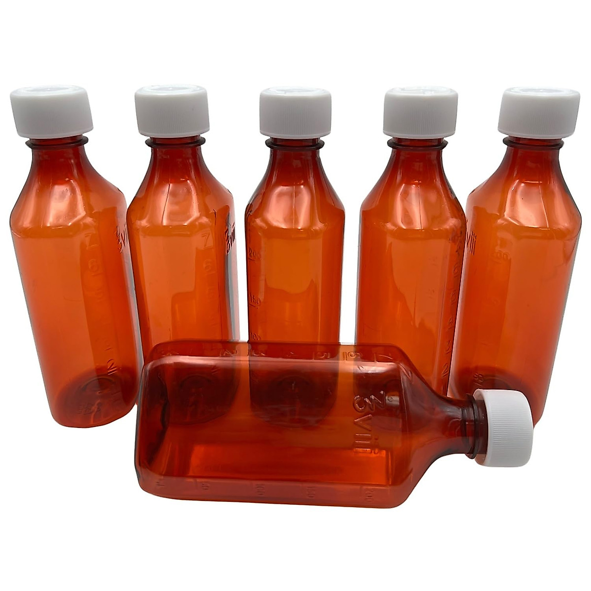 Sandhill Tools Premium Oval Plastic Liquid Medicine Bottles with Child Resistant Caps 8 Oz, Pharmacy Leak Proof Travel Containers for liquids and Lotions (12 Pack)