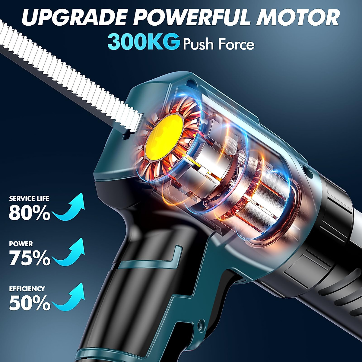 Cordless Caulking Gun, 21V Battery Powered Caulk Gun, Electric Caulking Gun w/4 Speeds, Auto Retract, 10oz/300ml No Drip Caulking Gun for Filling, Sealing