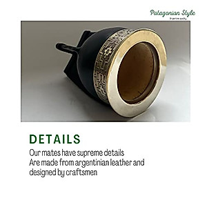 Genérico Mate Imperial Argentino Kit Mate (copa mate) y Bombilla de acero inoxidable, Mate de Calabaza, envuelto Cuero Hecho a Mano, incluye un Packing premium