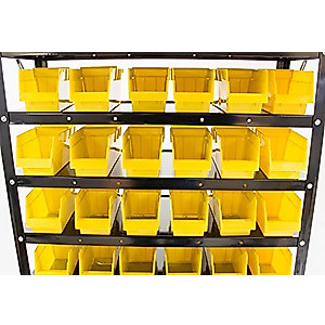 Erie Tools® TLPB60 60 Parts Bin Shelving Organize with Plastic Bins for Garage, Shop, and Home Storage