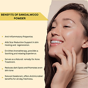 Herbs Botanica Chandan Organic Sandalwood Powder, 100 gm / 3.52 oz, Face Pack & Mask, Tilak, Auspicious Occasions, Natural Cleansing & Soothing Powder for Wrinkles