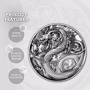 2022 Chamber of Wonders Ao Run/White Dragon 2 oz 999 Fine Silver Coin 10000 Francs Chad 2022 Antiqued Ultra-High Relief
