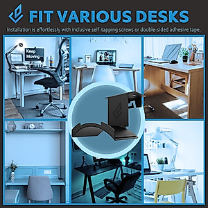 DEZCTOP Headphone Stand Holder Under Desk, PC Gaming Headset Hanger Mount, Earphone Stand Accessories, Headset Hook Holder for All Over Ear Headphone, for All Gamer Headset and Table Boards, Black