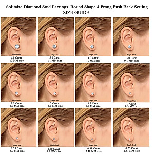 IGI Certified 3 Carat Round Shape Solitaire Lab Diamond Stud Earrings 4 Prong | F-G Color, VS1-VS2 Clarity | 14K Yellow Gold | Friendly Diamonds Earrings