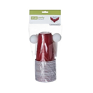 True Beer Pong Kit - Beer Pong Cups with Ping Pong Balls - Beer Cup Red Set of 20 Cups and 4 Ping Pong Balls