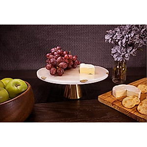 BALIN DESIGNS Cake Stand - 12" Round White Marble with Gold Accent Dessert and Cupcake Serving Display - Perfect for Weddings, Showers, Anniversaries, Parties, or Modern Home Decor (White Marble)