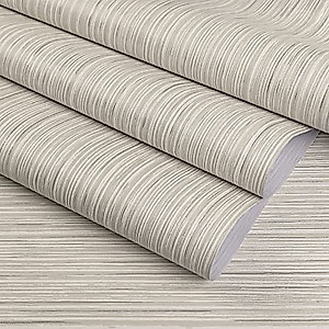TANONE Faux Grasscloth Imitation Cloth Textured Wallpaper 17.7 x118 Inches Self-Adhesive Removable Peel and Stick DIY Wallpaper Vinyl Film Solid Color Wallcovering for RV Furniture