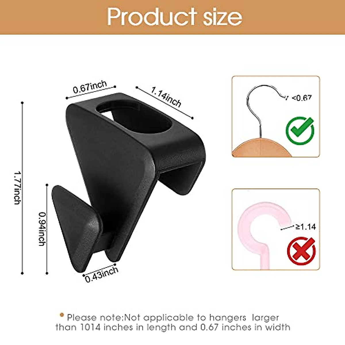 18PCS Clothes Hanger Connector Hooks Hangers Hanger for as Seen on Closet Space Connection Hooks (Classic Black Triangle)