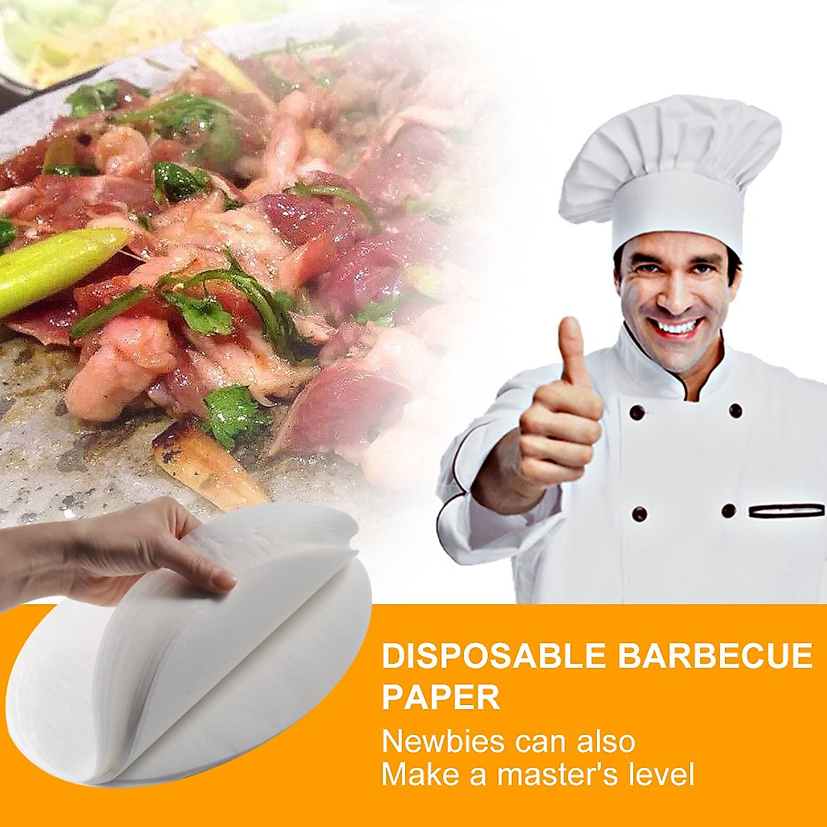 100Pcs Non-stick BBQ Barbecue Tin Foil Paper,11inch Baking Parchment Paper Sheets Round Paper for Baking Cakes, Cooking, Air Fryer Steaming, Bread Cup