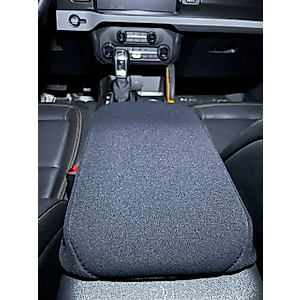 Koverz Neoprene Center Console Cover Armrest Pad with Keyhole Compatible with New Ford Bronco (Full Size, NOT Sport) 2021, 2022 - Black