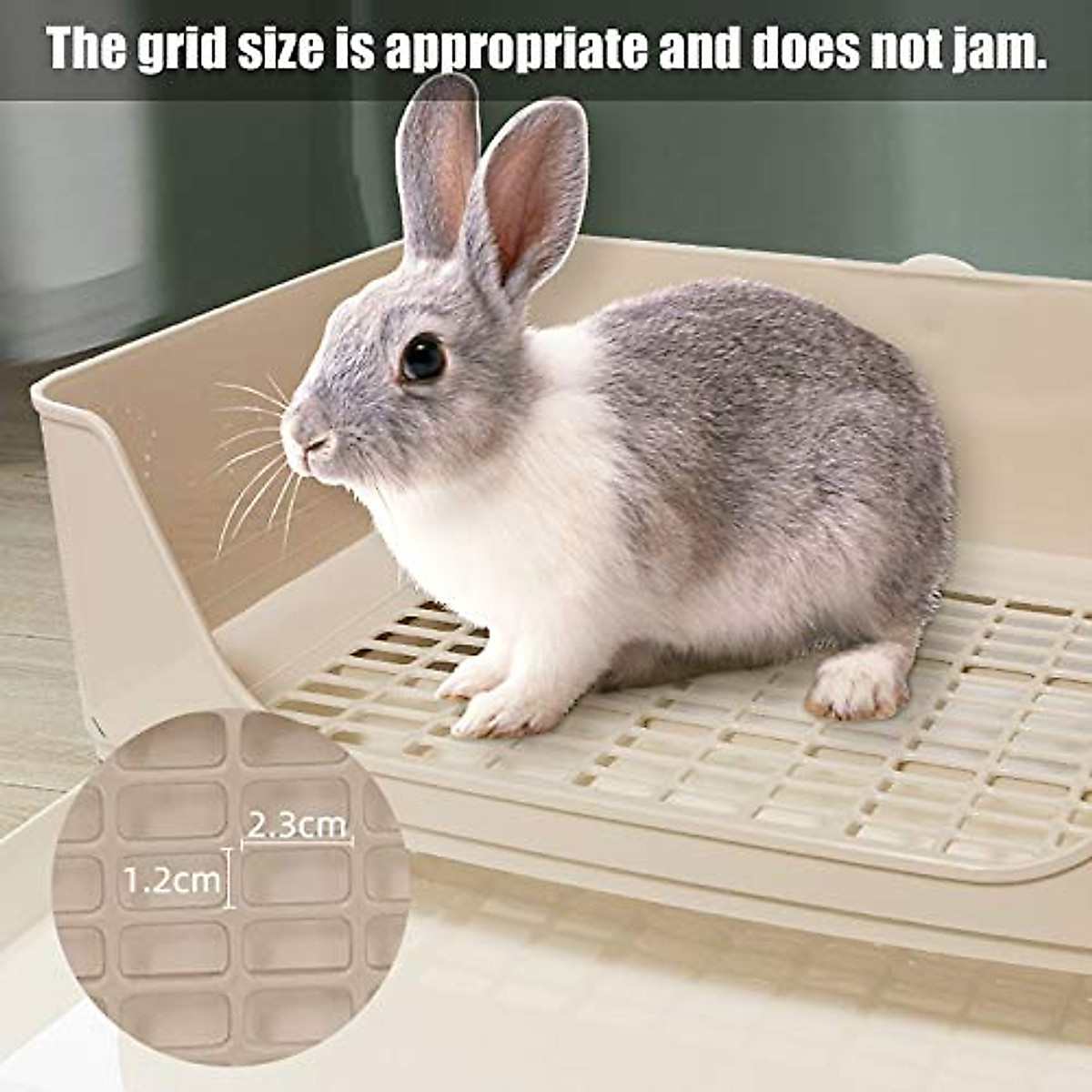 kathson Large Rabbit Litter Box with Drawer, Pet Toilet Potty Trainer Corner Toilet Bigger Pet Pan with Grass Mat for Adult Guinea Pigs, Chinchilla, Hamster (Brown)