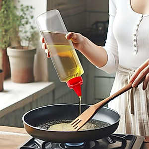 Amazing Abby 24-Ounce Plastic Squeeze Bottles (Set of 6), Reusable Condiment Bottles, BFA-Free, Dishwasher-Safe, Perfect for Ketchup, Mustard, Mayonnaise, Sauces, Condiments, Dressings, and More