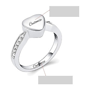 Yinplsmemory Heart Cremation Ring for Ashes for Women Men Keepsake Finger Ring Urns for Ashes for Loved One Stainless Steel Engravable Urn Jewelry for Dad Mom Size（5,6,7,8,9,10）