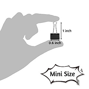 120 Pack Mini Binder Clips, Black Binder Clips, Small Paper Clips 15mm 5/8 Inch. Micro Size Office Clips for Home School Office and Business.