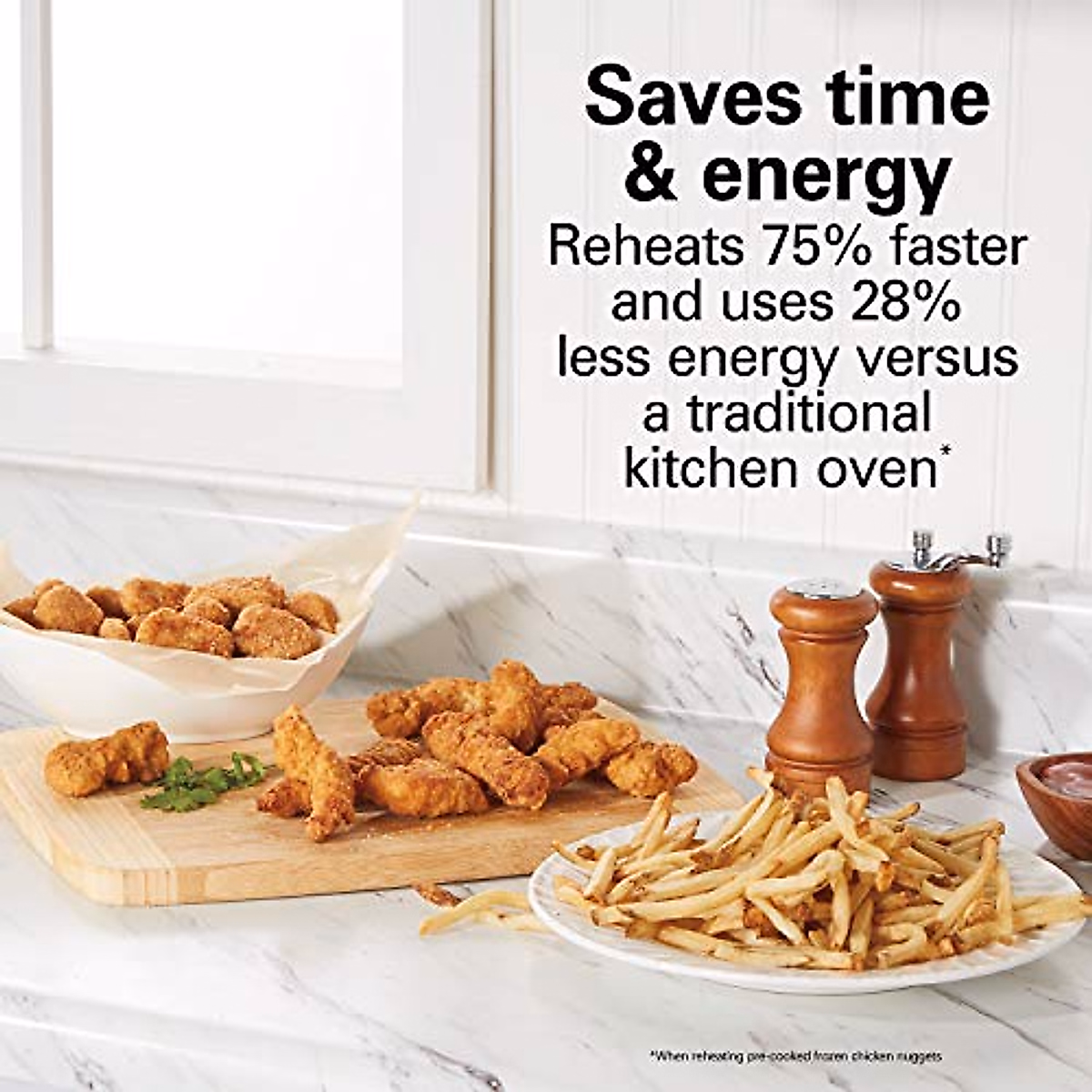 Hamilton Beach 31436 Sure-Crisp Air Fryer Countertop Toaster Oven, 6 Slice, Fits 12” Pizza, 1500W, Easy-Reach Access Door, Powerful Circulation, GREY