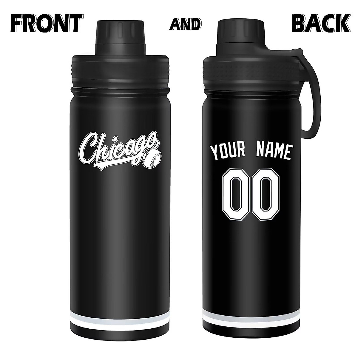 ANTKING Chicago Tumbler Travel Mug Coffee Cup Custom Name Number for Men Women Youth Gifts