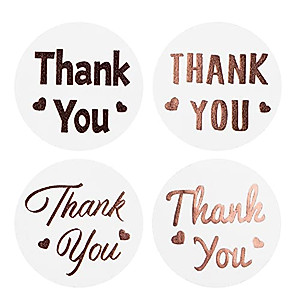 lollipro Thank You Stickers for Business 4 Design Round Roll 1.5 Inch, Gilding Bronze Gold Stickers Water Resistant Packaging Labels, 500 Pcs in Box-Packed