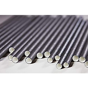100 Black Biodegradable Paper Straws co-Friendly Biodegradable Drinking Straws Bulk for Party Supplies, Bridal/Baby Shower, Birthday, Mixed Drinks, Weddings, Restaurant, Food Service, Drink Stirrer