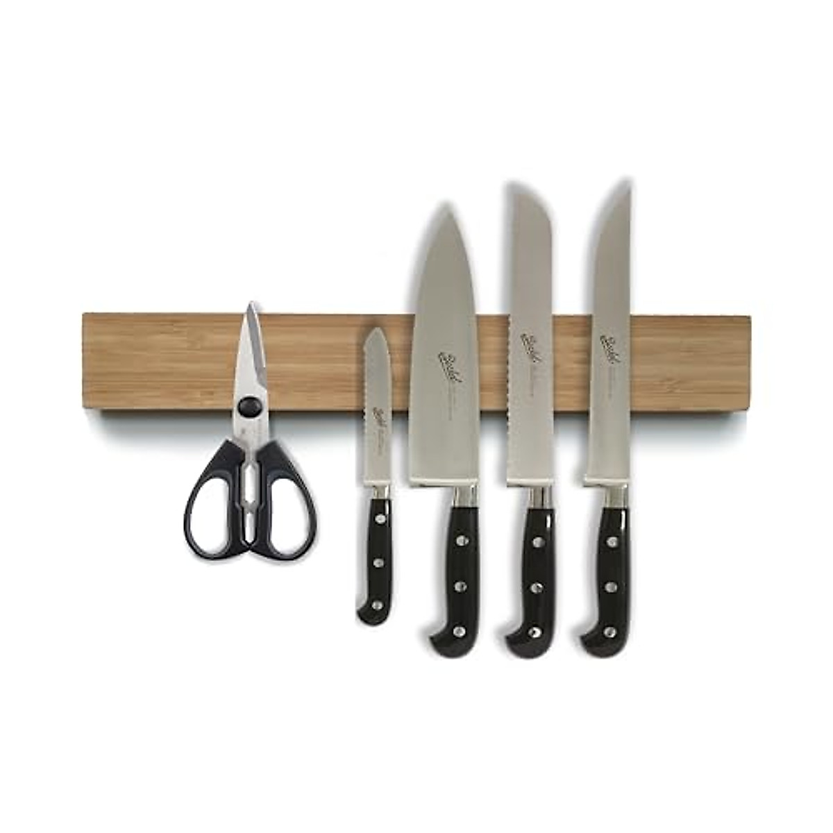 JN Home - Magnetic Knife Strip Bamboo 16 inch - multipurpose versatile hanging, no drill option, self adhesive, modern, clean