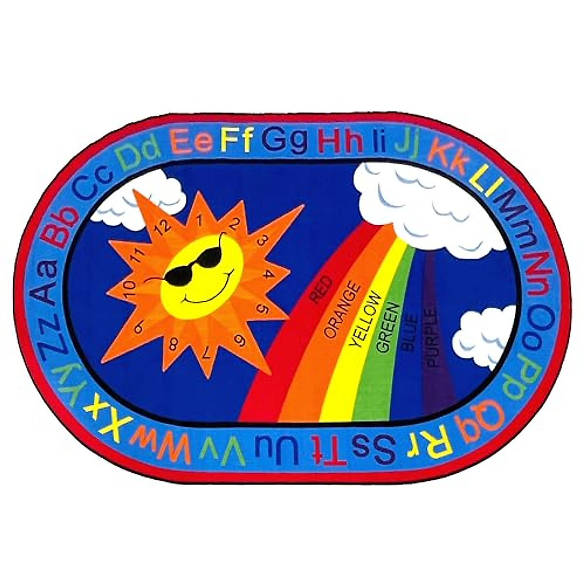 KidCarpet.com Sky's The Limit Classroom Rug 7'6" x 12' Oval Kid Educational Learning Rug for School Classroom, Kids Play Rug for Learning Numbers, Colors & Alphabets Area Rug for Kids