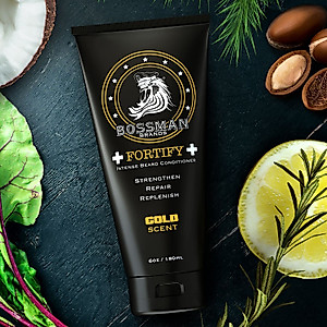 Bossman Fortify Intense Beard Conditioner - Shower Beard Wash, Moisturizer and Beard Softener for Men - Beard Growth Products - Made in USA (Gold Scent), 6 oz