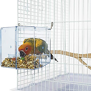 Birds LOVE Bird Feeder Seed Catcher Tray Hanging Cup Food Dish for Parrot Cage for Small Birds Lovebirds Cockatiels Canaries Sun Conures Blue