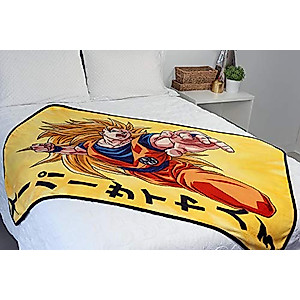 Dragon Ball Z Goku Super Saiyan 3 Japanese Fleece Throw Blanket | Features Goku's Super Saiyan 3 Form | 60 x 45 Inches