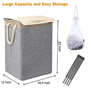 Laundry Hamper with Lid, 76L Foldable Dirty Cloth Basket Laundry Basket Cloth Storage Basket Fabric Storage Bucket Dirty Cloth Basket Storage Basket for Cloth Toy Blanket