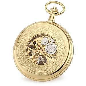 Charles-Hubert, Paris 3909-G Classic Collection Gold-Plated Hunter Case Mechanical Pocket Watch