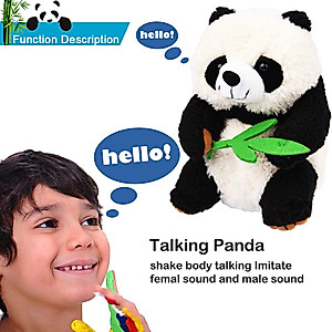 Qwifyu Talking Panda, Repeats What You Say Plush Animal Toy Buddy Panda for Boys Girls Kids Gift