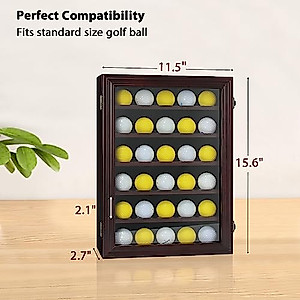 ASmileIndeep Golf Ball Display Case for 30 Golf Balls, Solid Wood Golf Ball Holder Wall Mount with HD Tempered Glass Door, Golf Ball Rack for Golf Enthusiasts