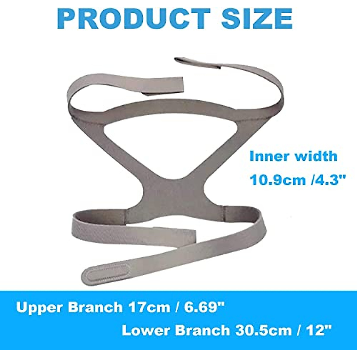 CPAP Mask Headgear Strap-Universal Headgear Strap for Full Mask-Adjustable Home Ventilator Mask Headband-Compatible with ResMed AirFit F20 N10 (Standard Size, Grey)-Replacement Part Without Mask