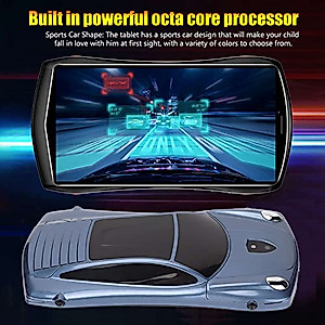 Jopwkuin Toddler Tablet, Octa Core Processor Kids Tablet Long Battery Life Sports Car Shape for Home for Travel(Blue)