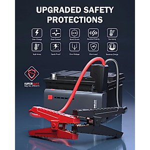 GOOLOO Jump Starter Battery Pack 2000A Peak SuperSafe Car Starter (Up to 8.0L Gas or 6.0L Diesel Engine) with USB Quick Charge and LED Light,12V Lithium Jump Box Booster Portable Charger,Gray