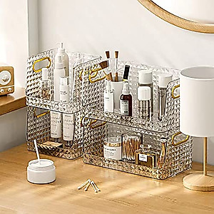 Makeup Organizer 2 pack,12.6-Inches long,6-inches Tall,Stackable Bathroom Organizer,Skin Care Organizer,Waterproof and Dustproof Makeup Holder,Ideal for Vanity,Bathroom and Kitchen…