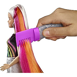 Barbie Doll, Rainbow Sparkle Hair with Extra Long 7.5-Inch Blonde Rainbow Hair, Sparkle Gel & Comb with Styling Accessories