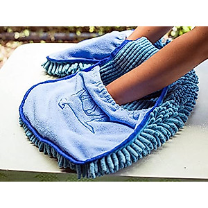 Tuff Pupper Quick Dry Towel for Dogs | Ultra Absorbent Microfiber Shammy | Extra Large 35x15 Size for All Breeds | Comfortable Hand Pockets | Indoor Outdoor Use | Durable Material | Machine Washable