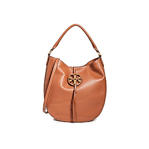 Tory Burch Women's Miller Metal Slouchy Hobo Bag, Aged Camello, Tan, One Size