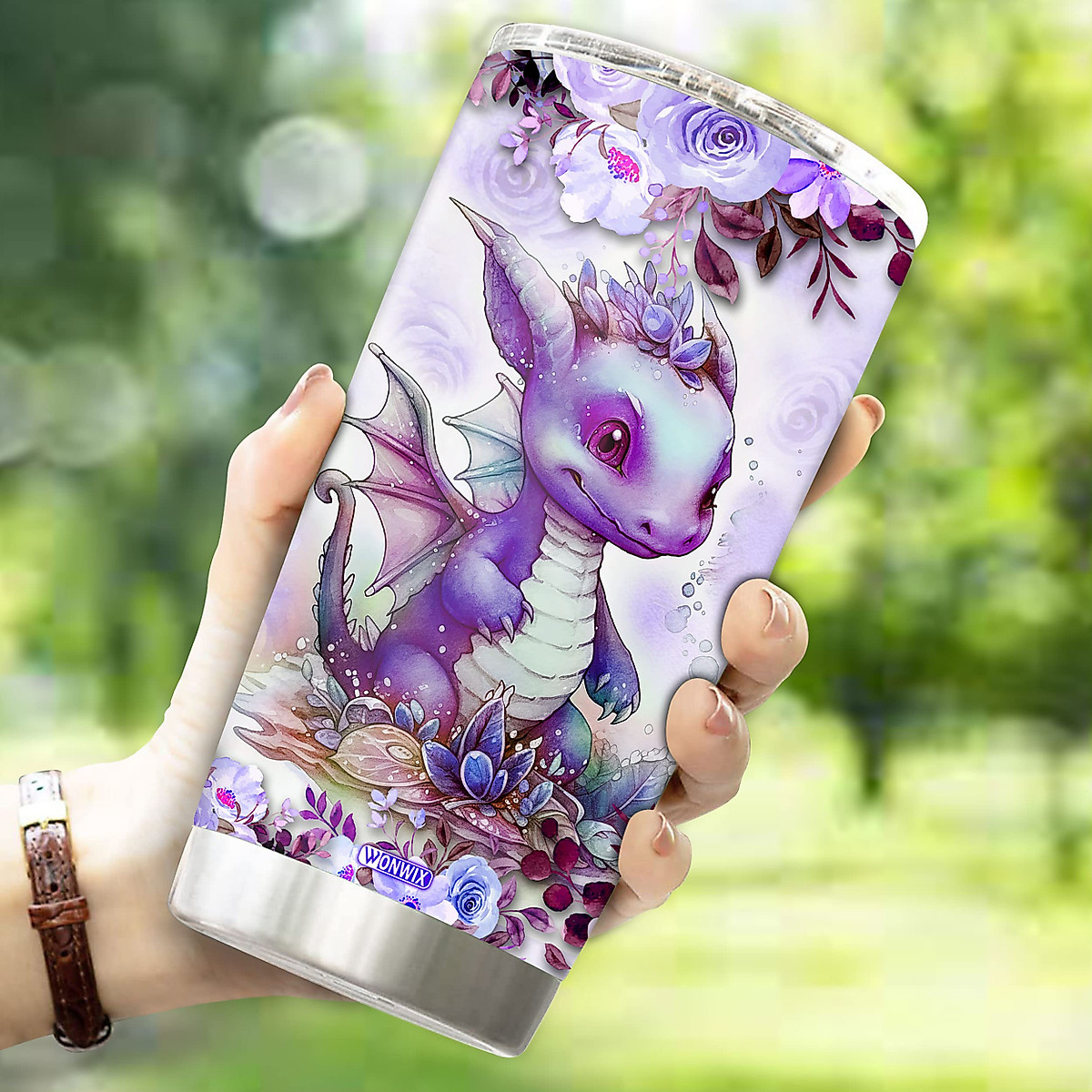 WONWIX Personalized Dragon Tumbler Customized Name Dragons Mug Gifts For Women Men Girls Custom Coffee Cups Water Bottle 20oz Valentine Birthday Christmas Insulated Stainless Steel Cup With Lid