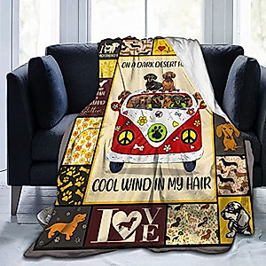 Dachshund Throw Blanket Ultra Soft Cozy Plush Weiner Sausage Dog Flannel Fleece Blankets Lightweight Fuzzy Warm Party Blanket Dachshund Lovers Gifts for Bed Couch Sofa Women Adults 50"x40"